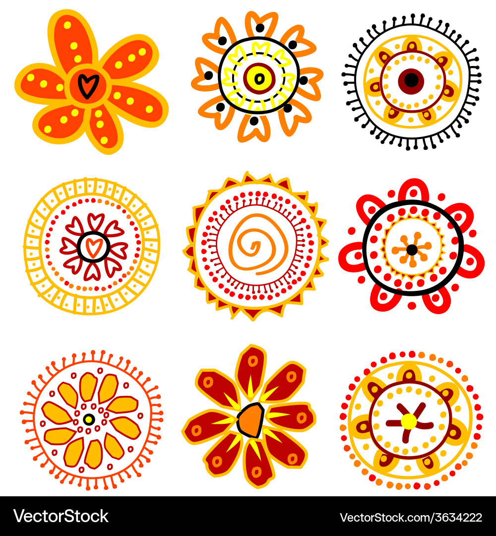 Set of doodle flowers Royalty Free Vector Image