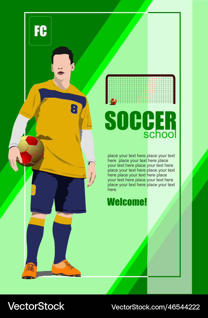 Soccer school poster 3d color Royalty Free Vector Image