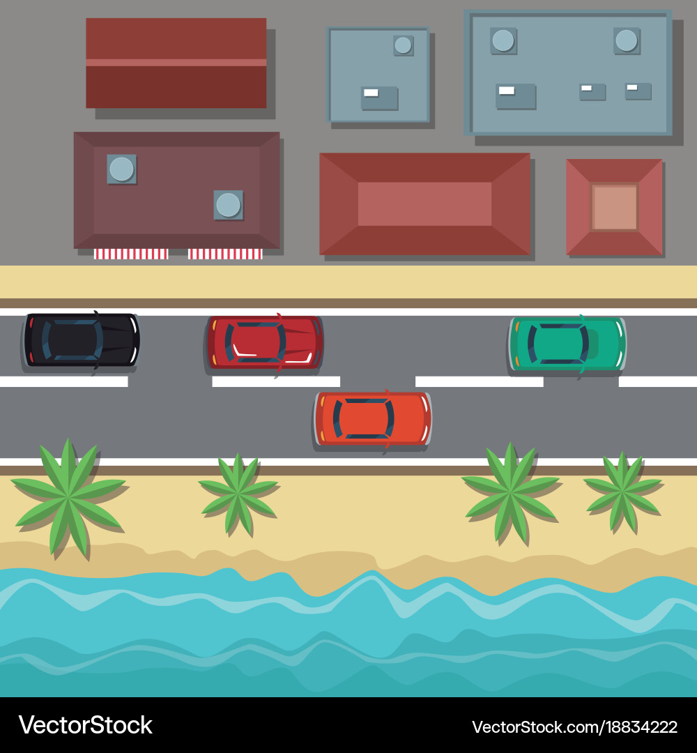 Urban top view cartoon Royalty Free Vector Image