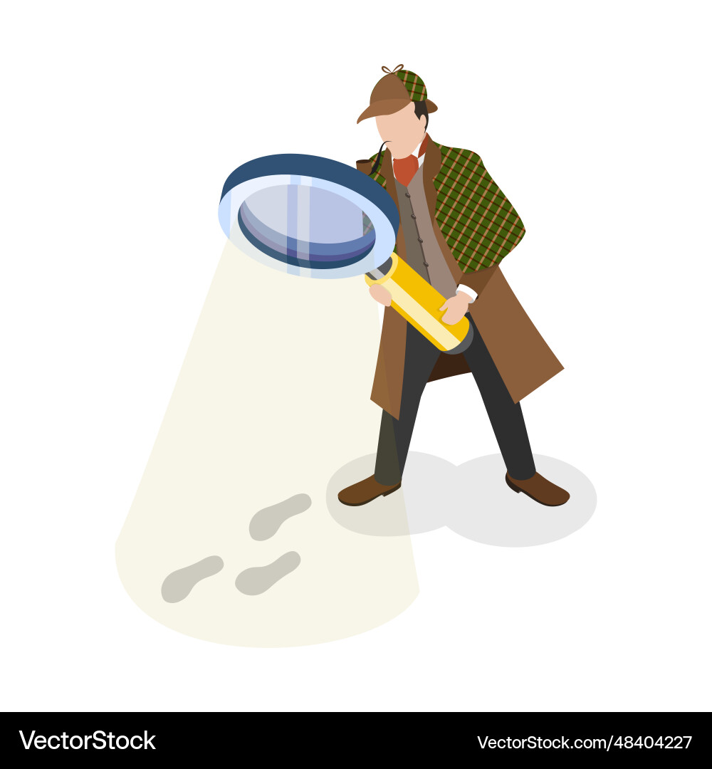 3d isometric flat set of inspector holmes Vector Image