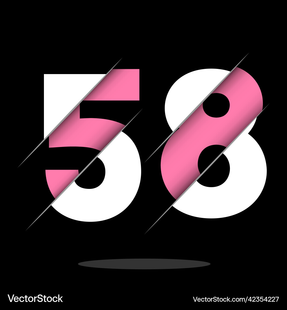 58 5 8 number logo design with a creative cut Vector Image
