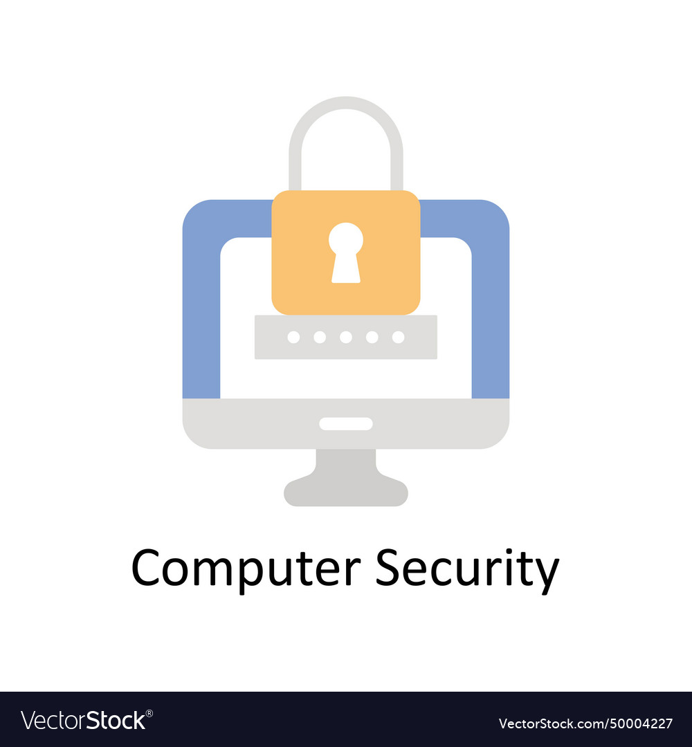 Computer security flat icon style Royalty Free Vector Image