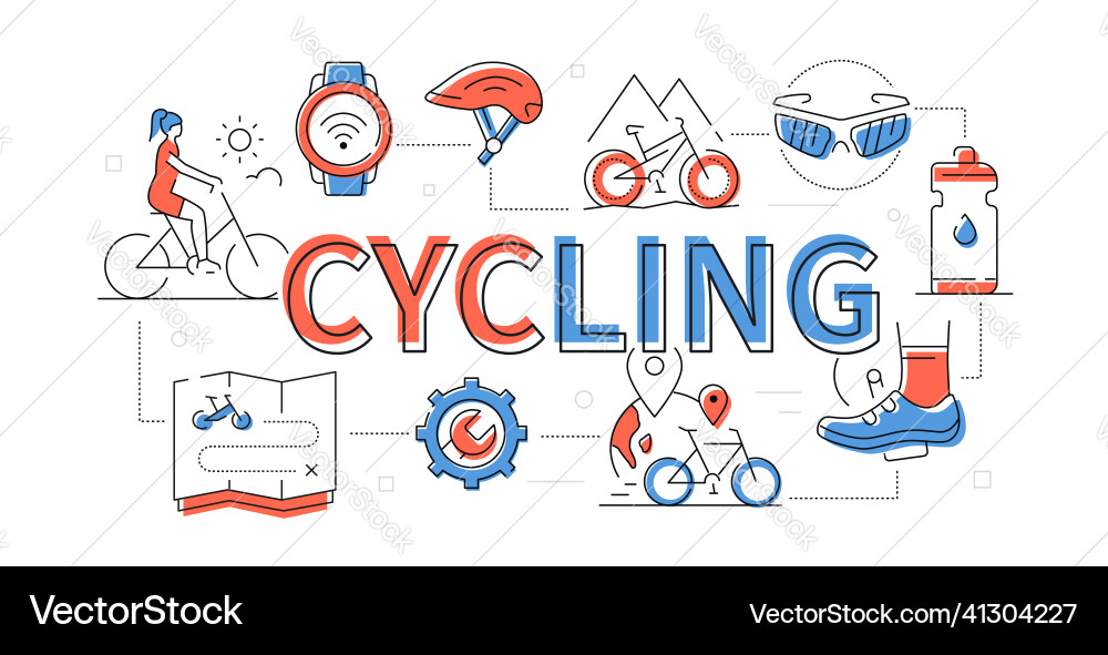 Cycling - modern flat design style red and blue Vector Image