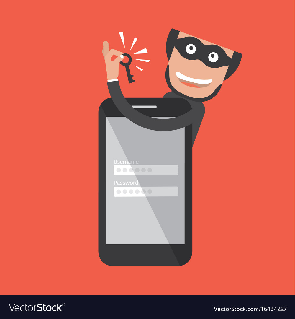 Hacker breaks into smartphone data theft Vector Image