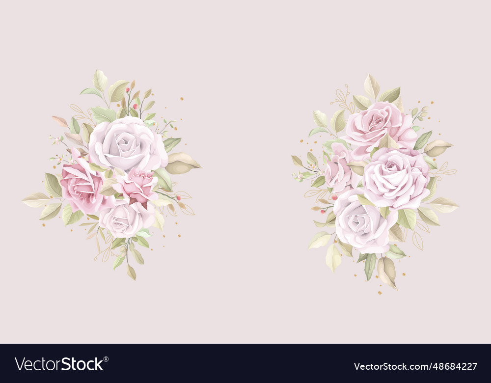 Hand drawn pink roses bouquets Royalty Free Vector Image