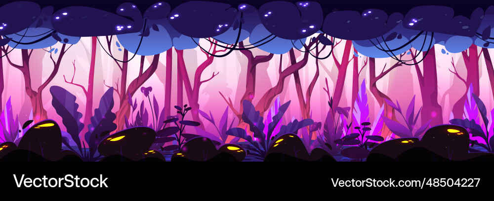 Magic forest background - cartoon woodland Vector Image