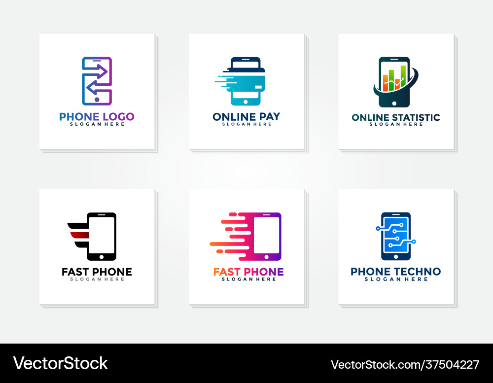 Mobile phone logo collection smartphone Royalty Free Vector