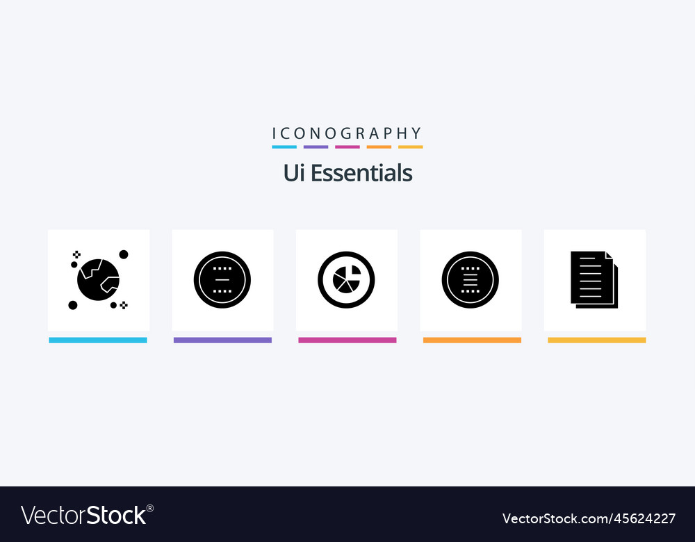 Ui essentials glyph 5 icon pack including Vector Image