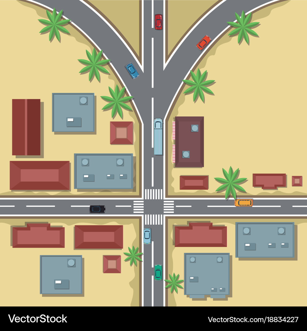 Urban top view cartoon Royalty Free Vector Image