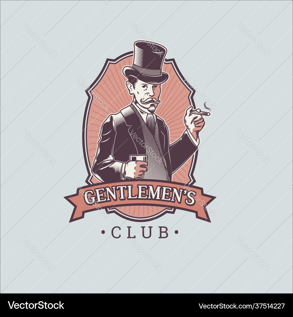 Vintage gentle man emblem Royalty Free Vector Image