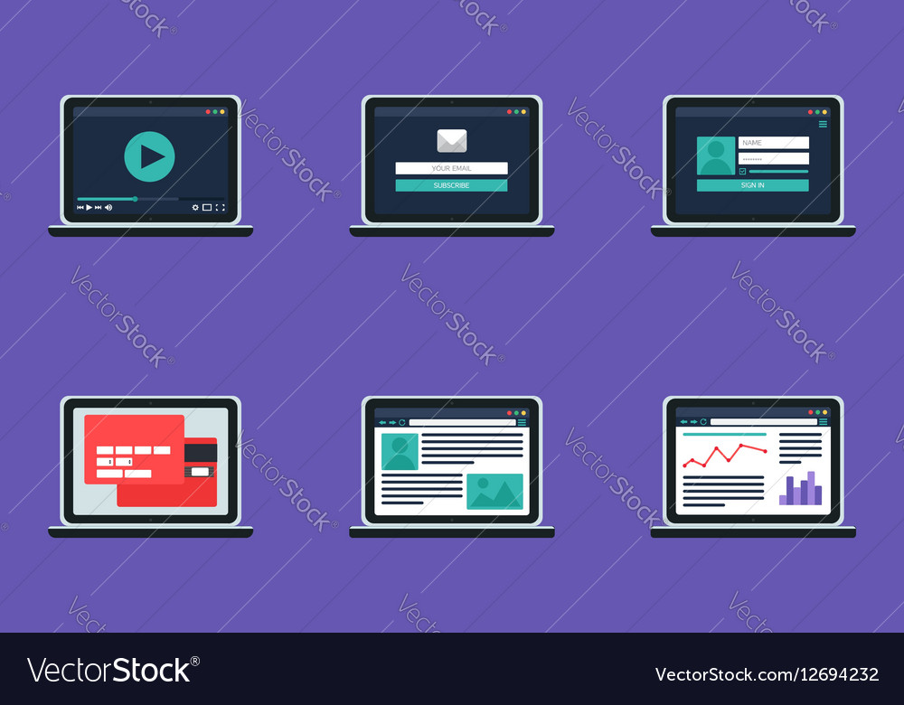 Adaptive web template form on notebook Royalty Free Vector