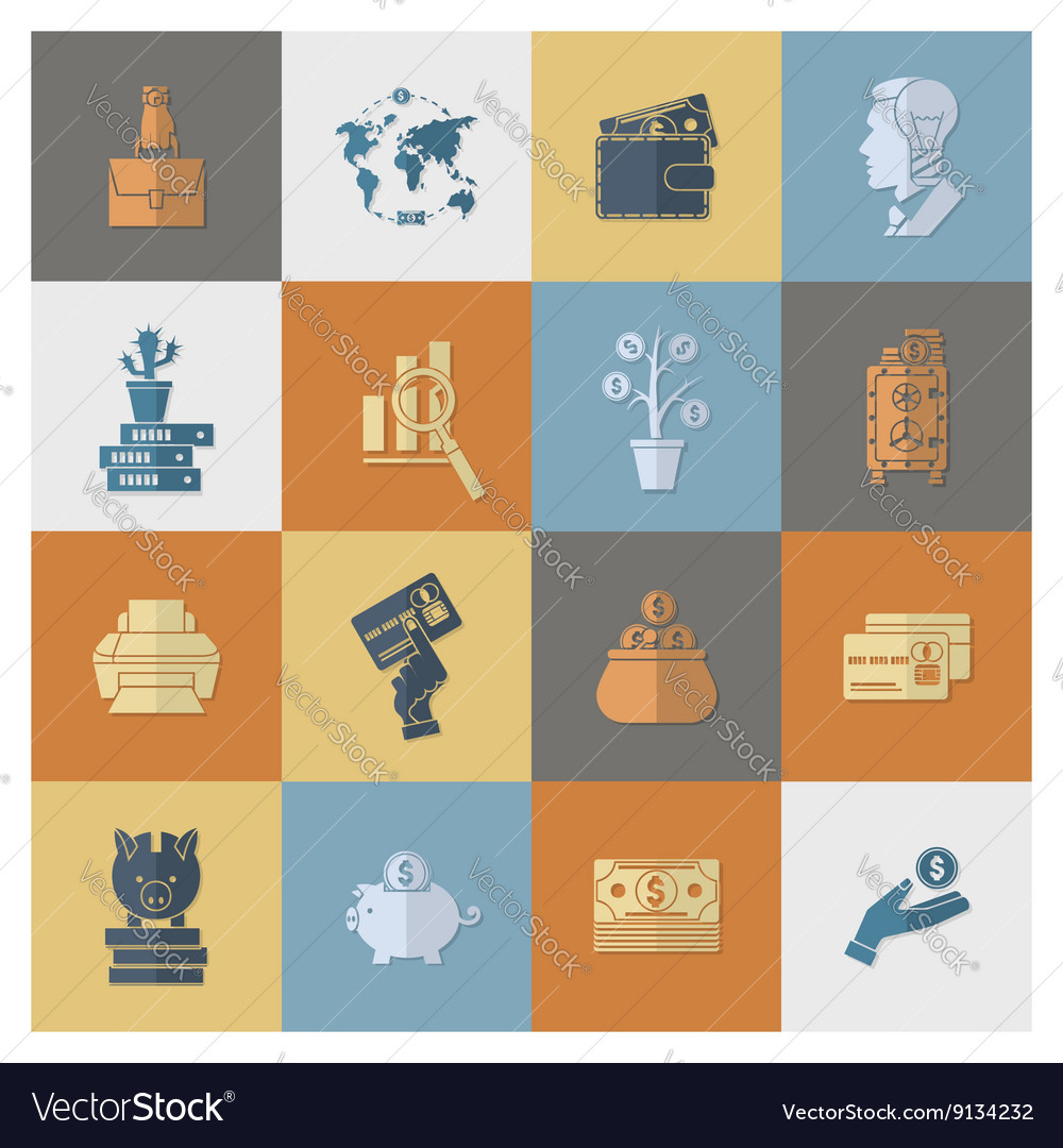 Business and finance icon set Royalty Free Vector Image