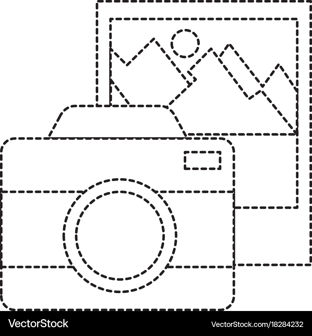 Camera photographic with landscape picture Vector Image