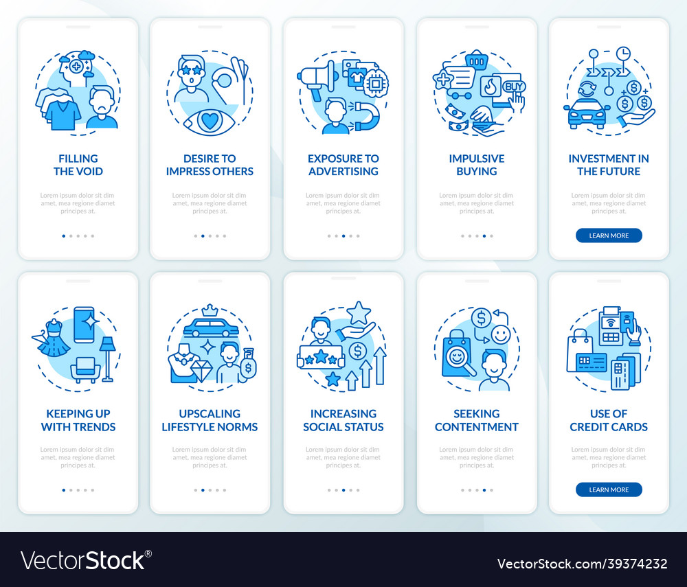 Consumerism blue onboarding mobile app page Vector Image Consumerism blue onboarding mobile app page Vector Image