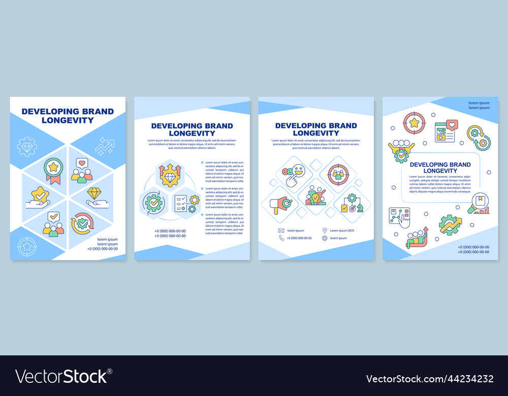 Developing brand longevity blue brochure template Vector Image Developing brand longevity blue brochure template Vector Image
