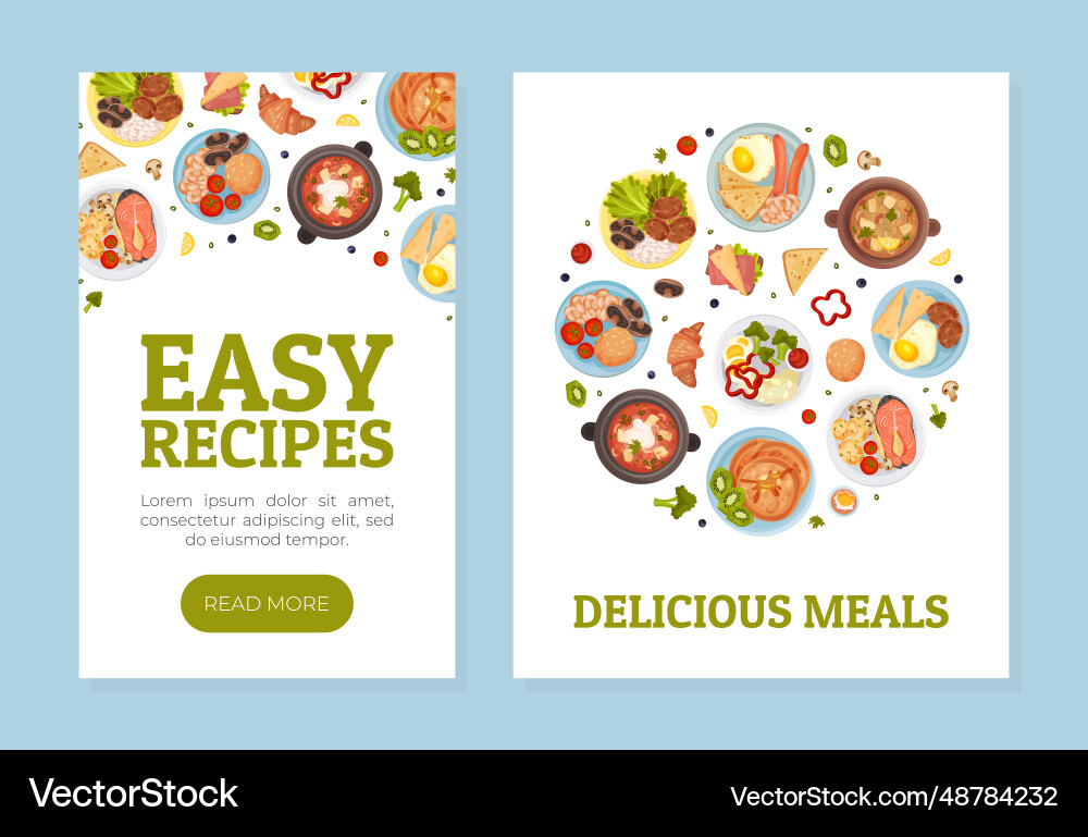 Different food banner design with tasty dish Vector Image