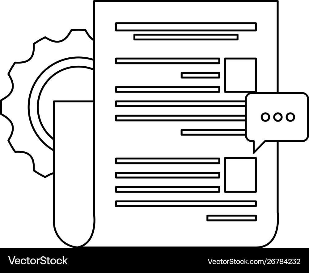 Gear machine settings with document file Vector Image