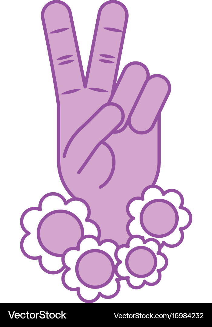 Hand making peace and love with flowers Royalty Free Vector