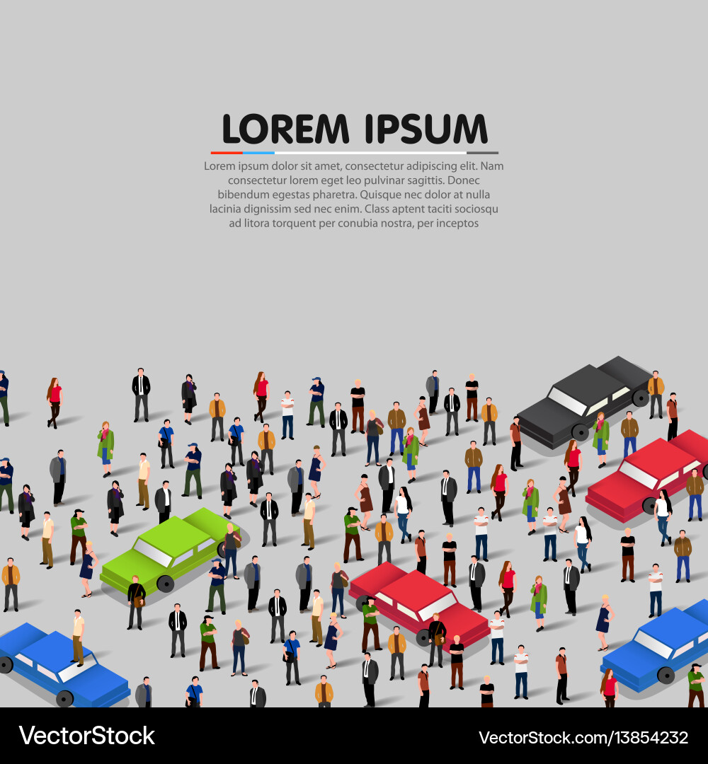 People crowd and cars background Royalty Free Vector Image