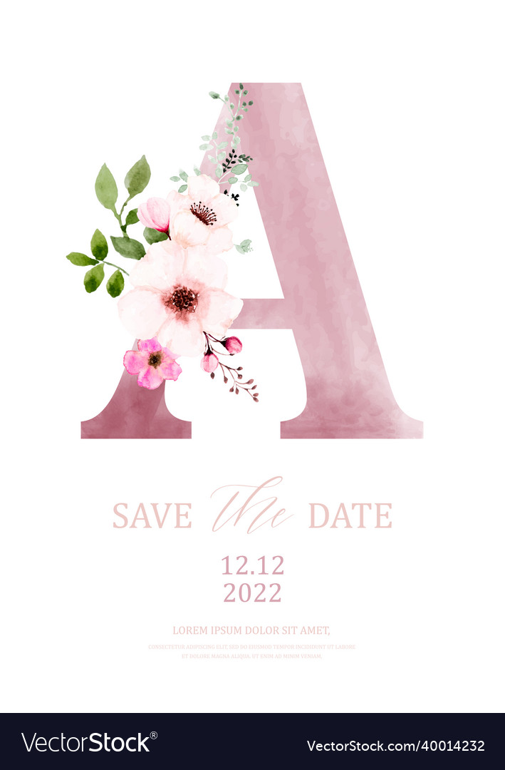 Pink watercolor of alphabet a decorated Royalty Free Vector