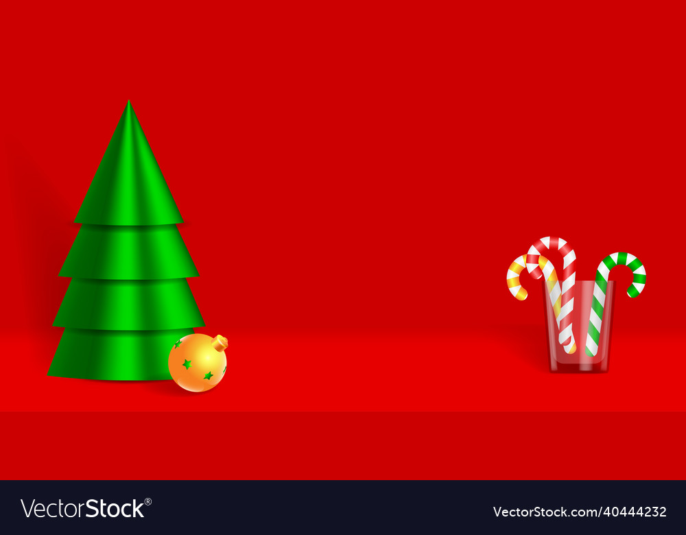 Realistic christmas tree and decor Royalty Free Vector Image