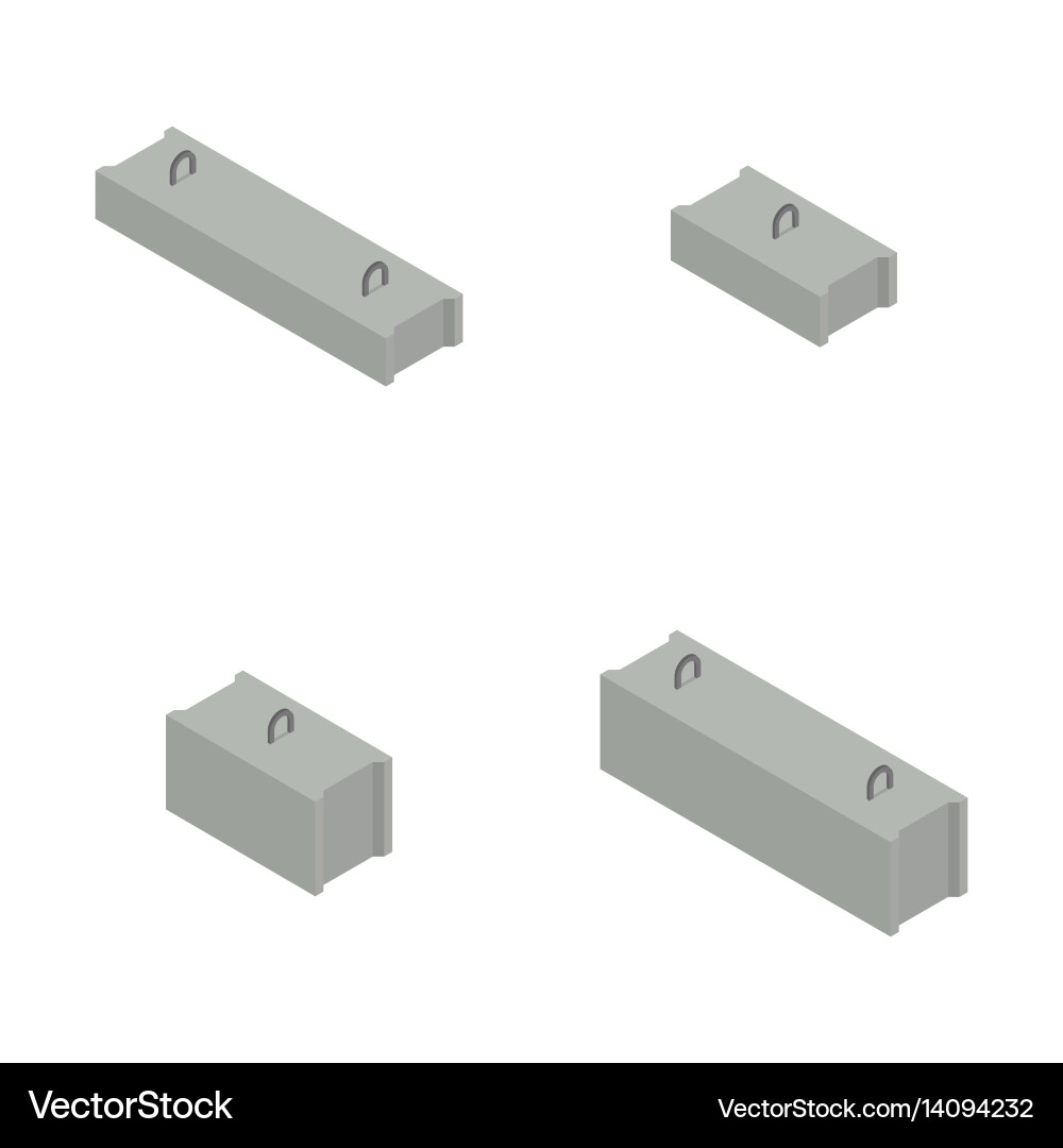 Set of concrete blocks in isometric Royalty Free Vector
