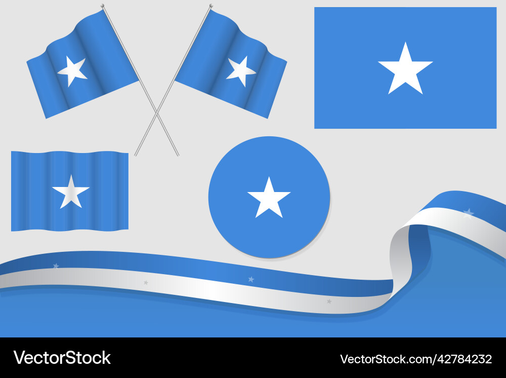 Set of somalia flags in different designs Vector Image
