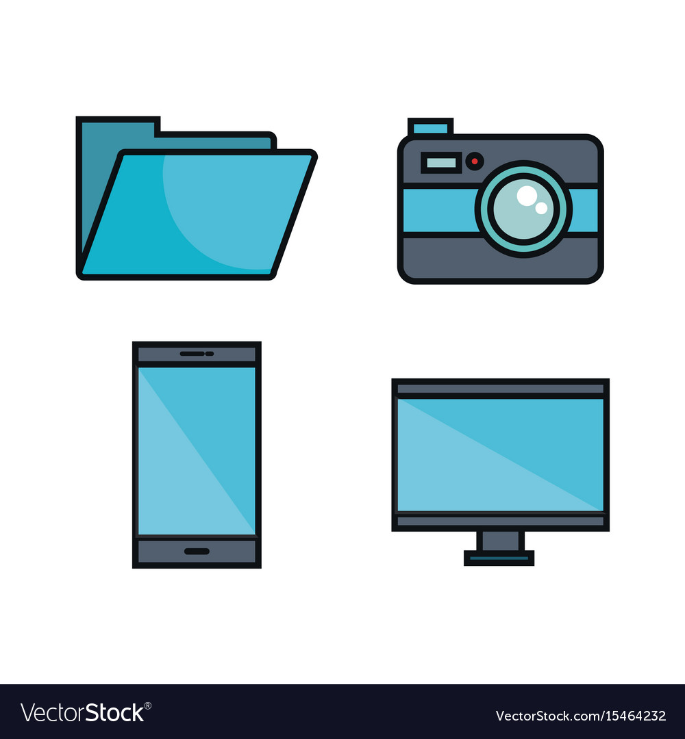 Technology and communication objects design Vector Image
