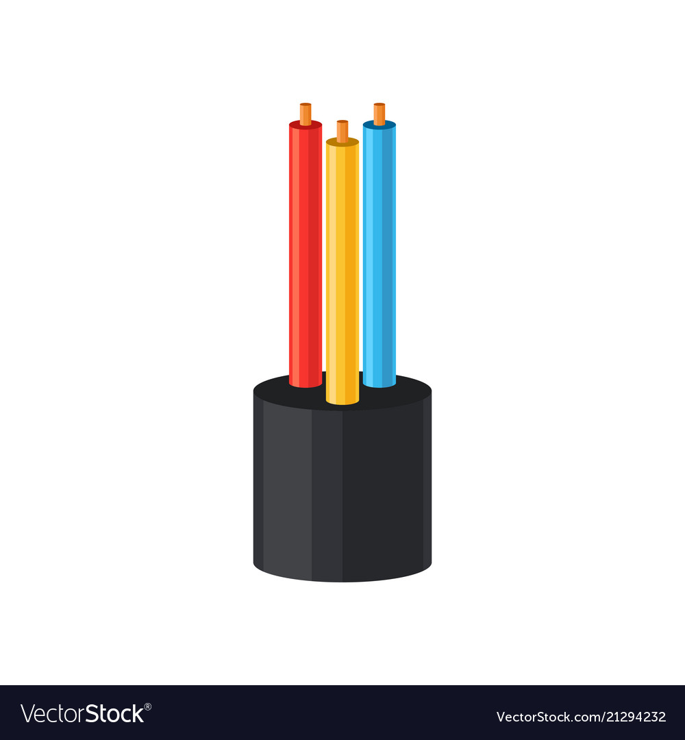 Three wire electrical cable multicore cable Vector Image
