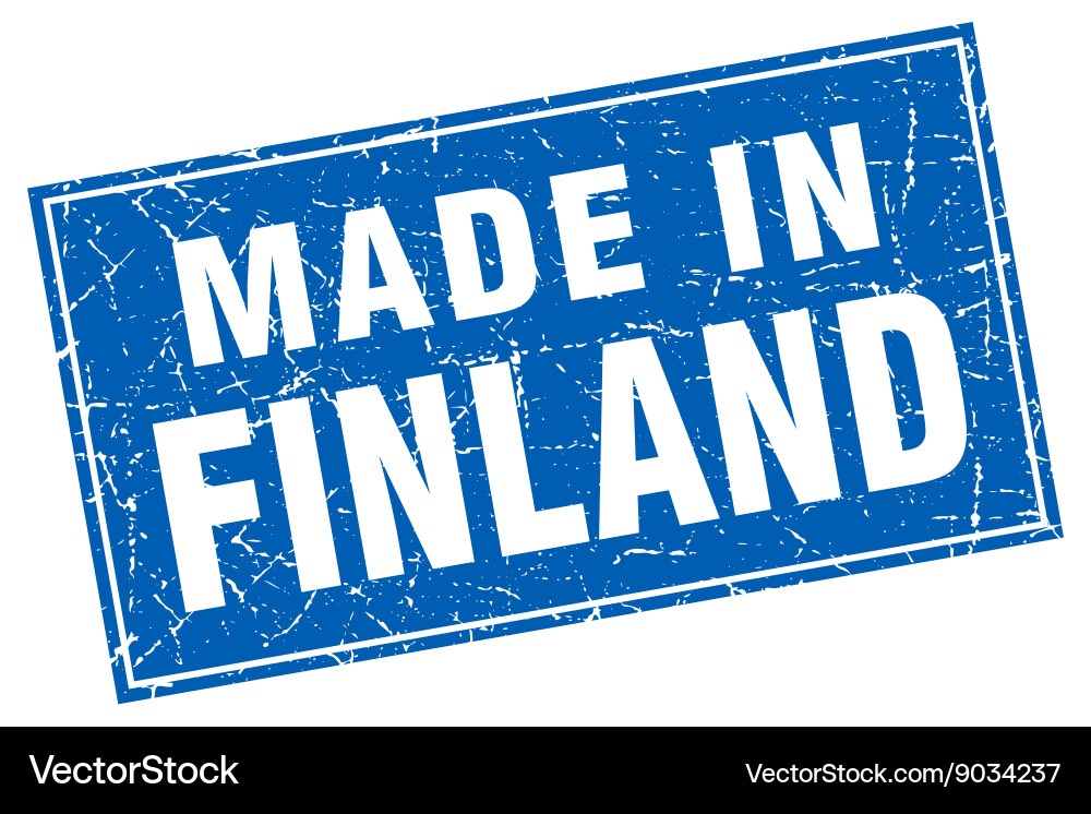 Finland blue square grunge made in stamp Vector Image