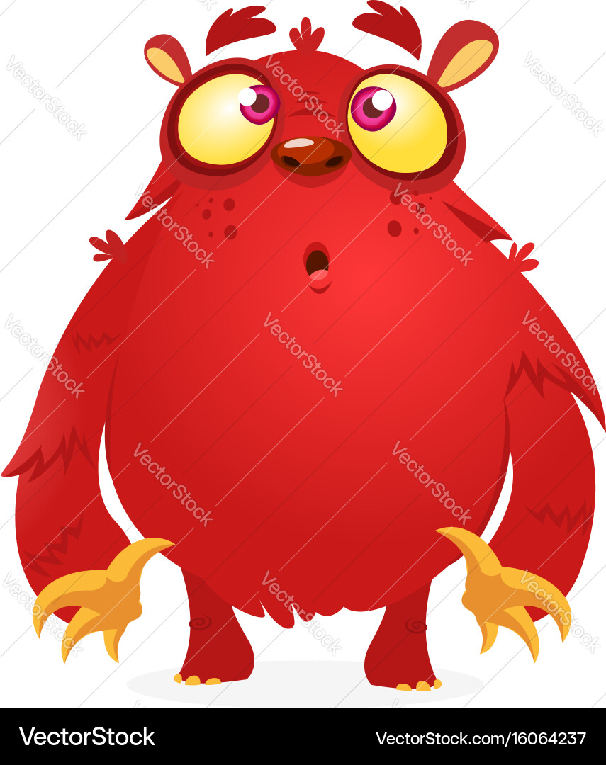 Happy red cartoon monster Royalty Free Vector Image
