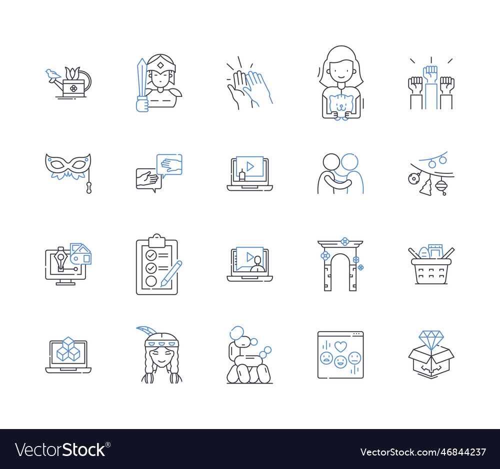 Installation art line icons collection Royalty Free Vector