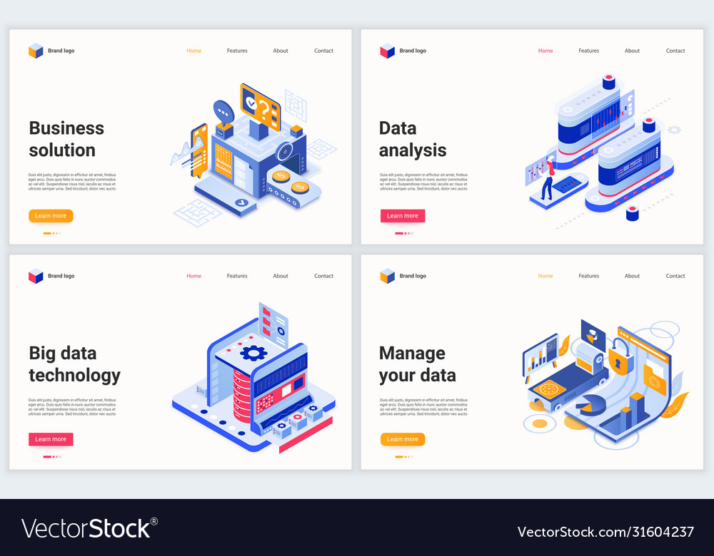 Isometric business analysis and data management Vector Image