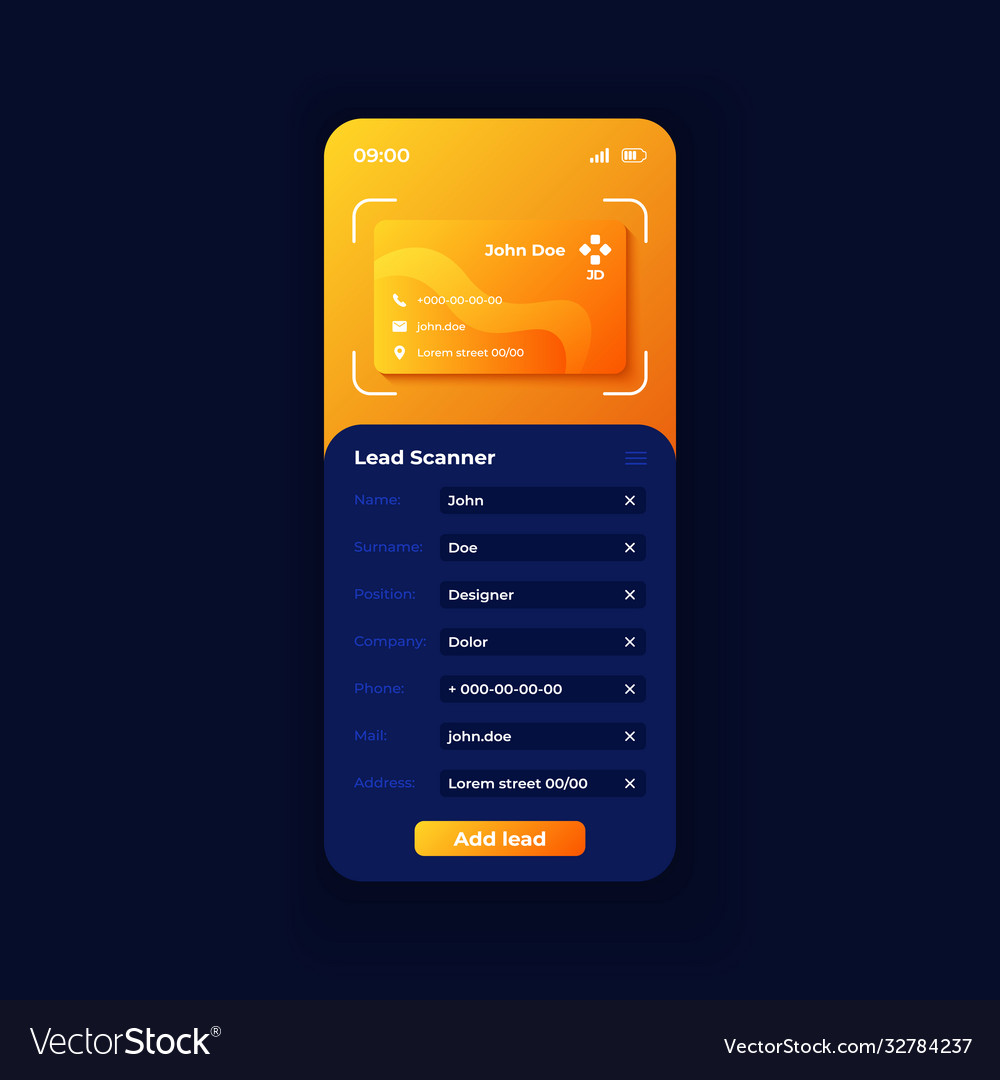 Lead scanner smartphone interface template Vector Image