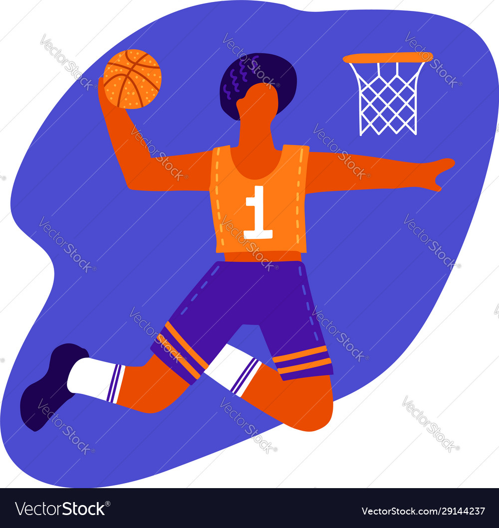 Male basketball player with ball Royalty Free Vector Image