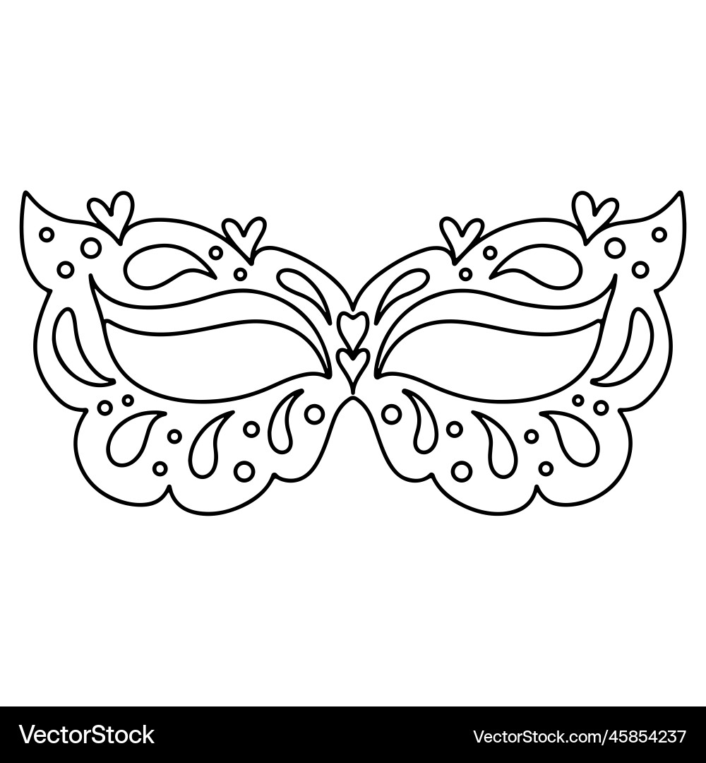 Mardi gras mask in hand drawn doodle style Vector Image