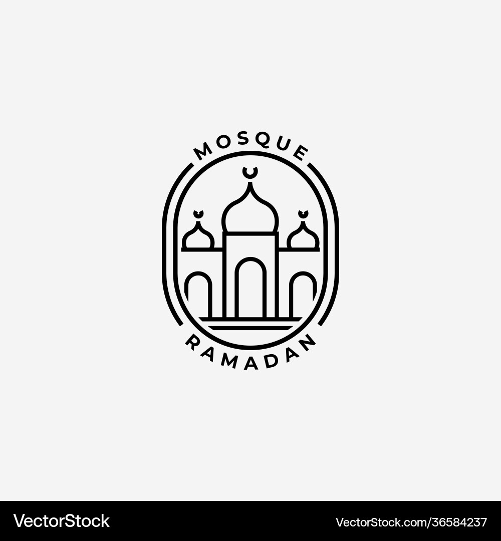 Minimalist label mosque moslem line art logo Vector Image