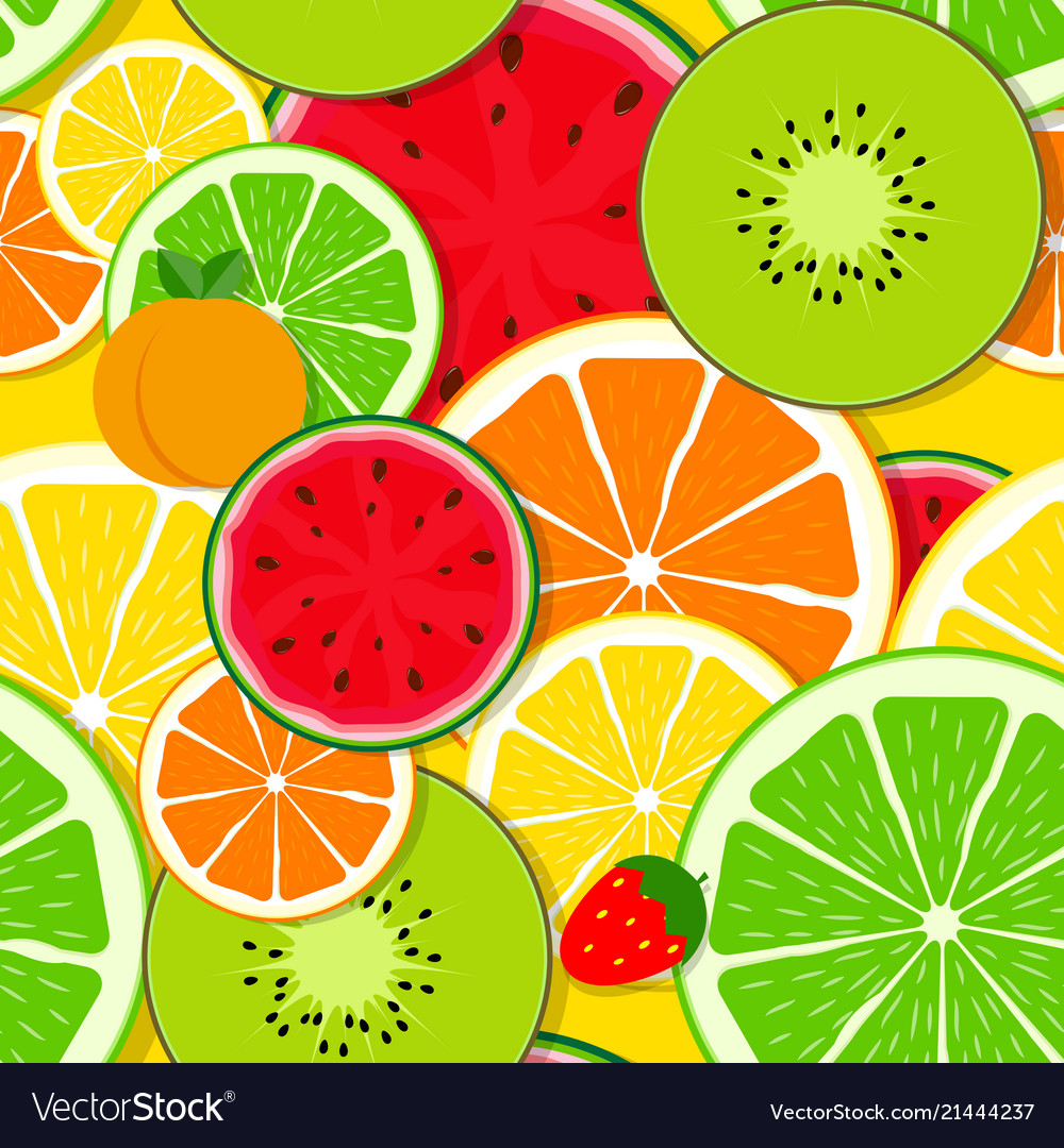 Mixed fruit seamless pattern background Royalty Free Vector