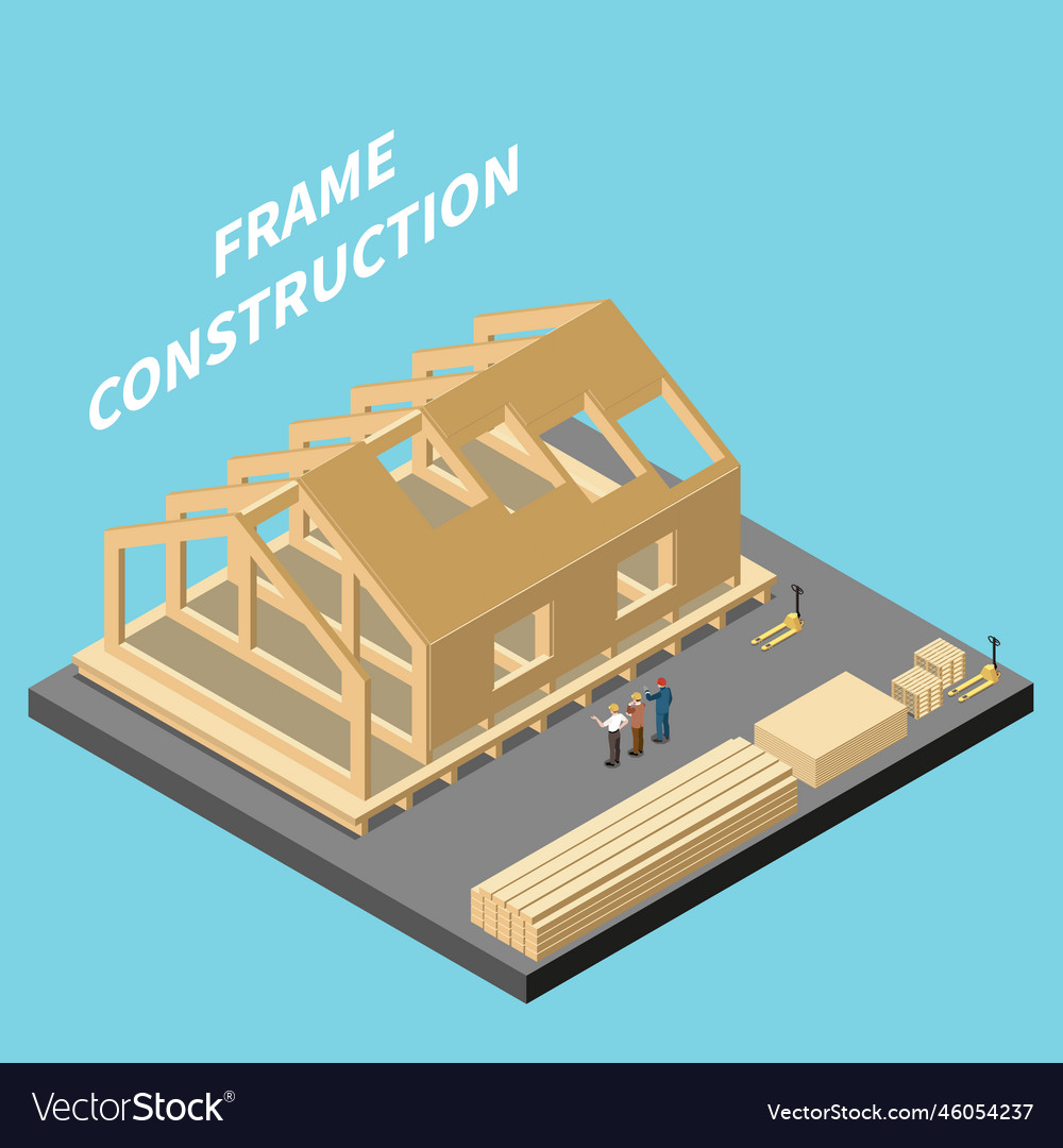 Modular frame building isometric Royalty Free Vector Image