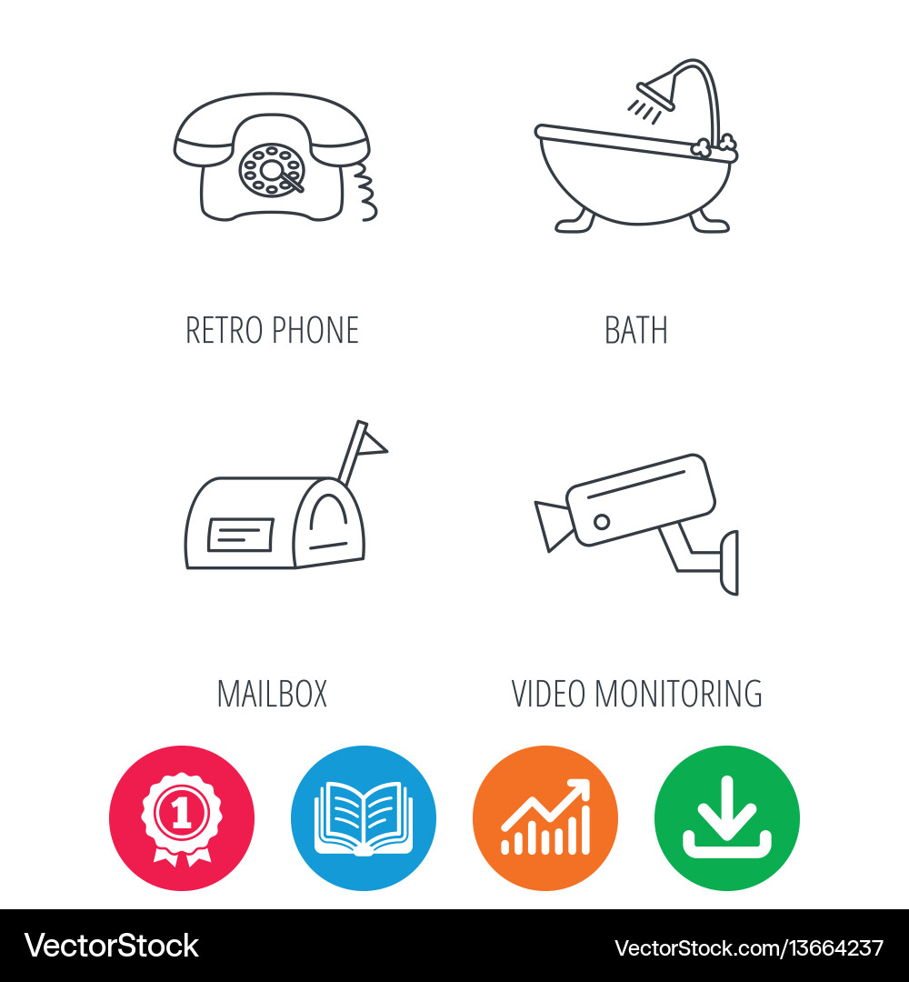 Phone video camera and mailbox icons Royalty Free Vector