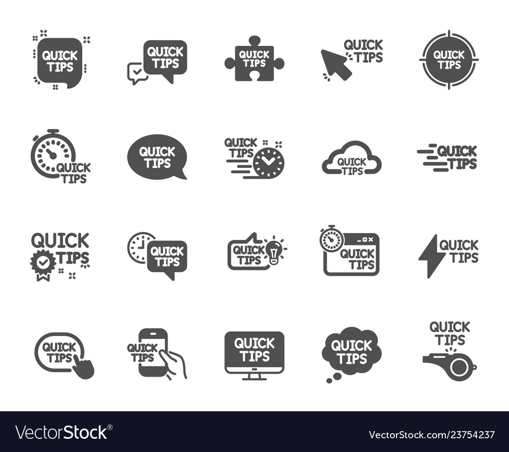 Quick tips icons set helpful tricks solution Vector Image