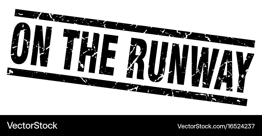 Square grunge black on the runway stamp Royalty Free Vector