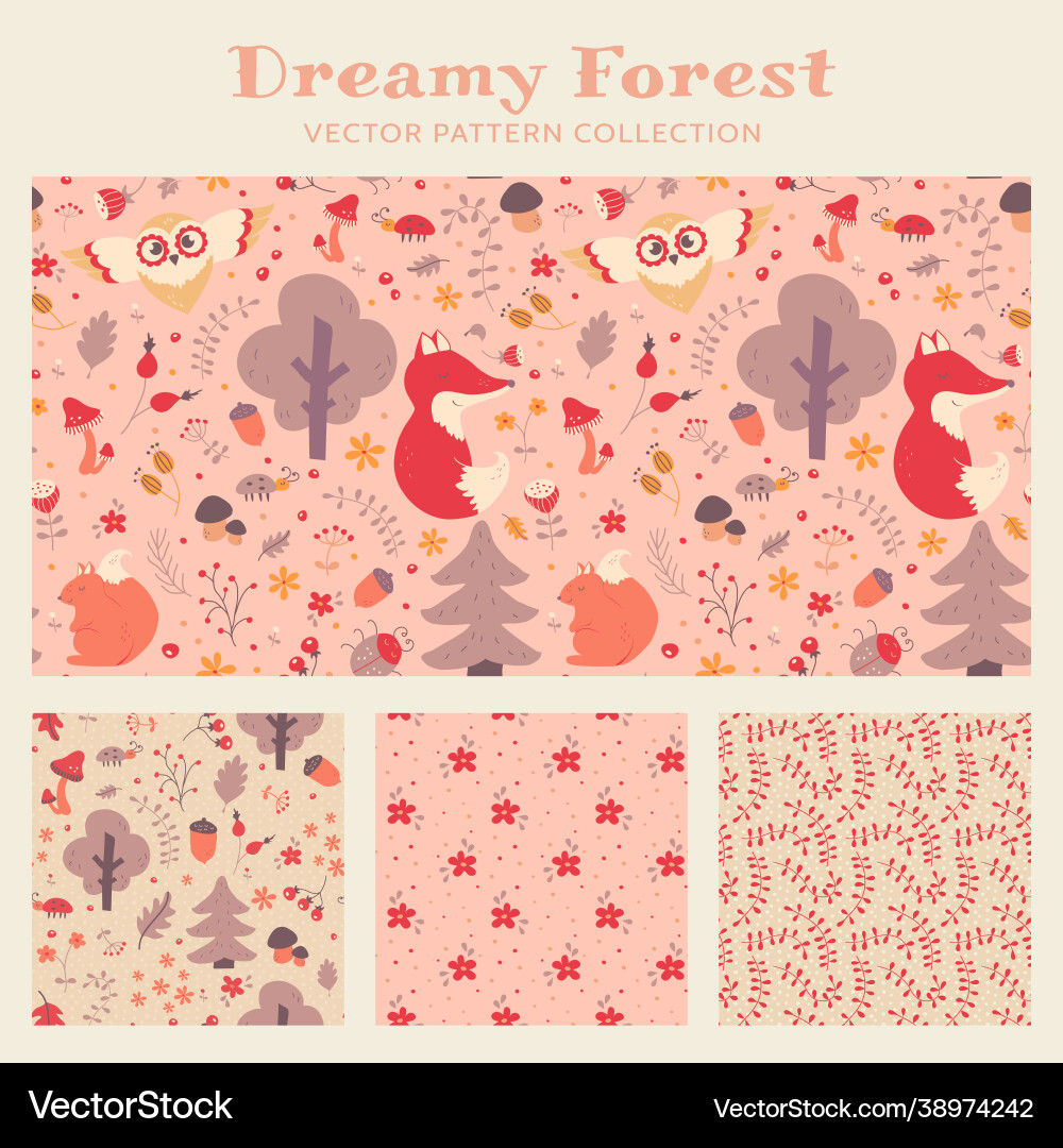 Baby girl seamless patterns collection Royalty Free Vector