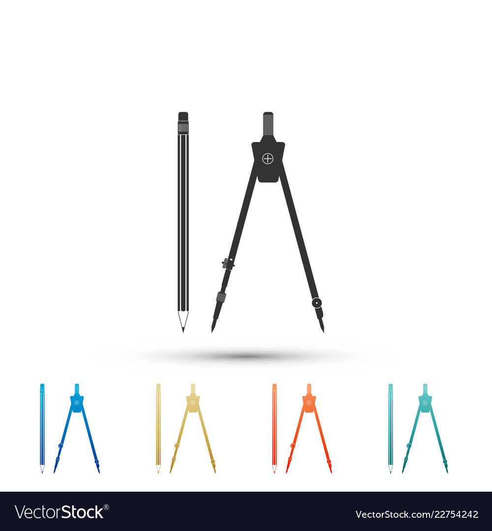 Drawing compass and pencil with eraser icon Vector Image