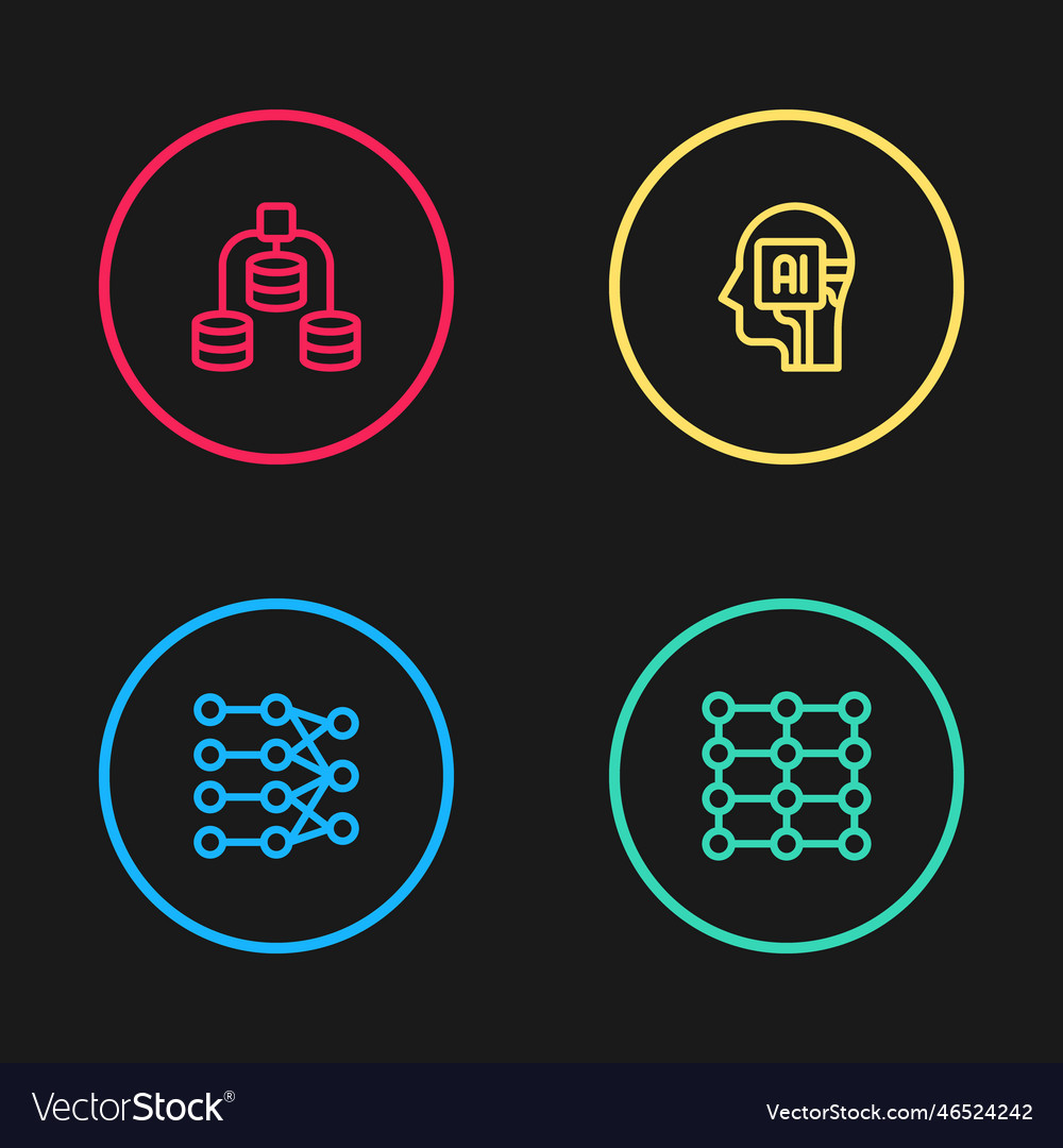 Set line neural network humanoid robot and server Vector Image Set line neural network humanoid robot and server Vector Image