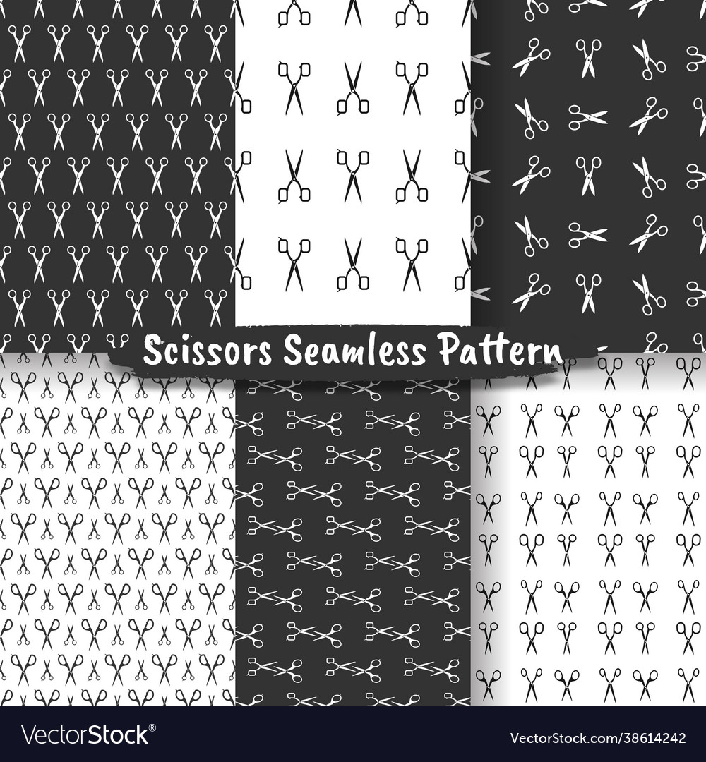 Set scissors seamless pattern Royalty Free Vector Image