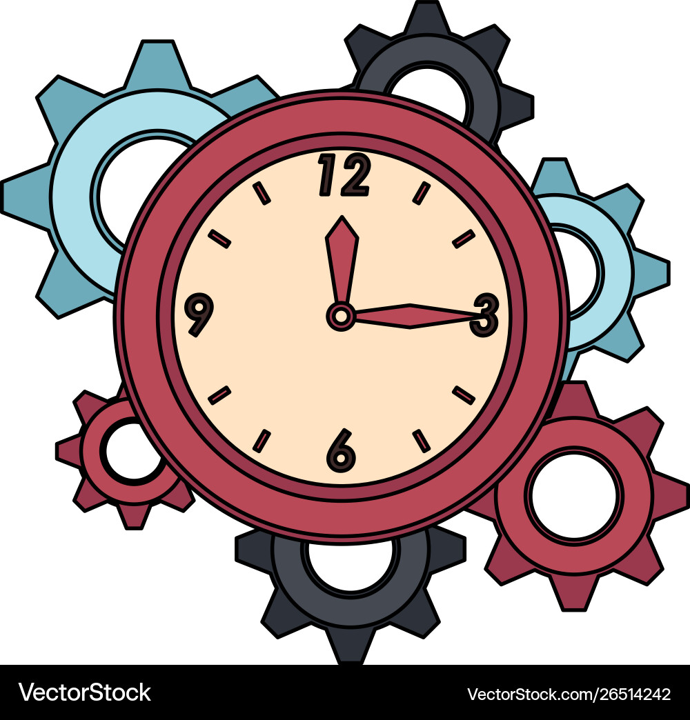 Time clock watch alarm cartoon Royalty Free Vector Image