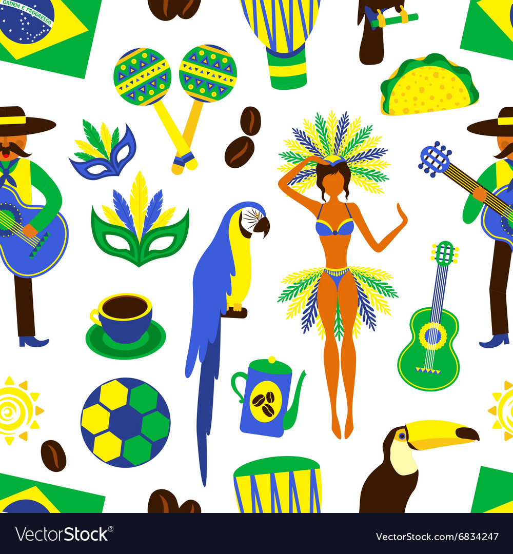 Brazil seamless pattern Royalty Free Vector Image