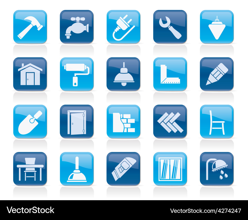 Building and home renovation icons Royalty Free Vector Image