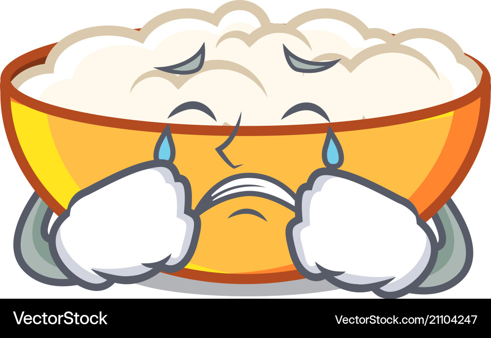 Crying cottage cheese mascot cartoon Royalty Free Vector